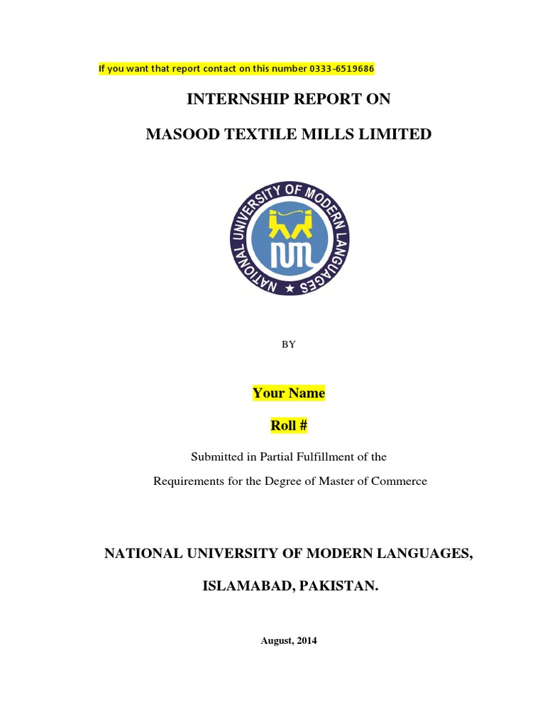 Masood Textile Mills Internship Report | PDF | Human Resource ...