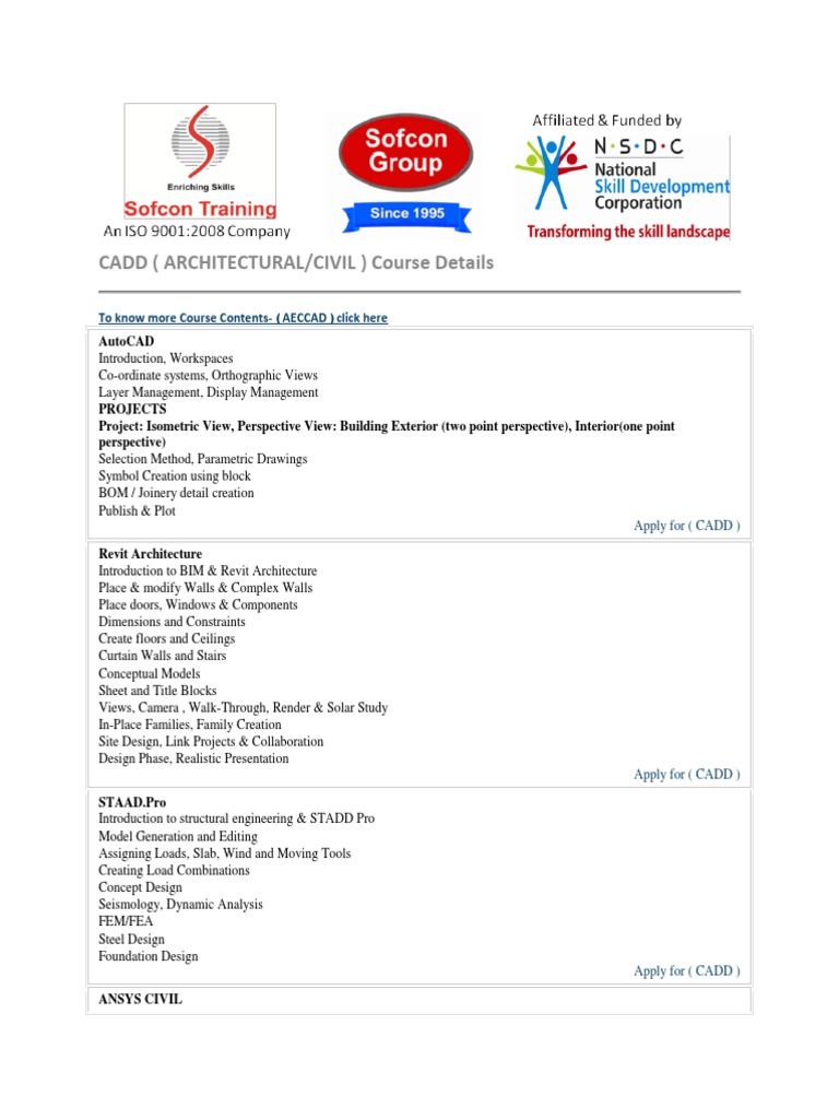 Autocad Software Training - Autocad Certification - Sofcon | PDF | Computer Aided Design ...