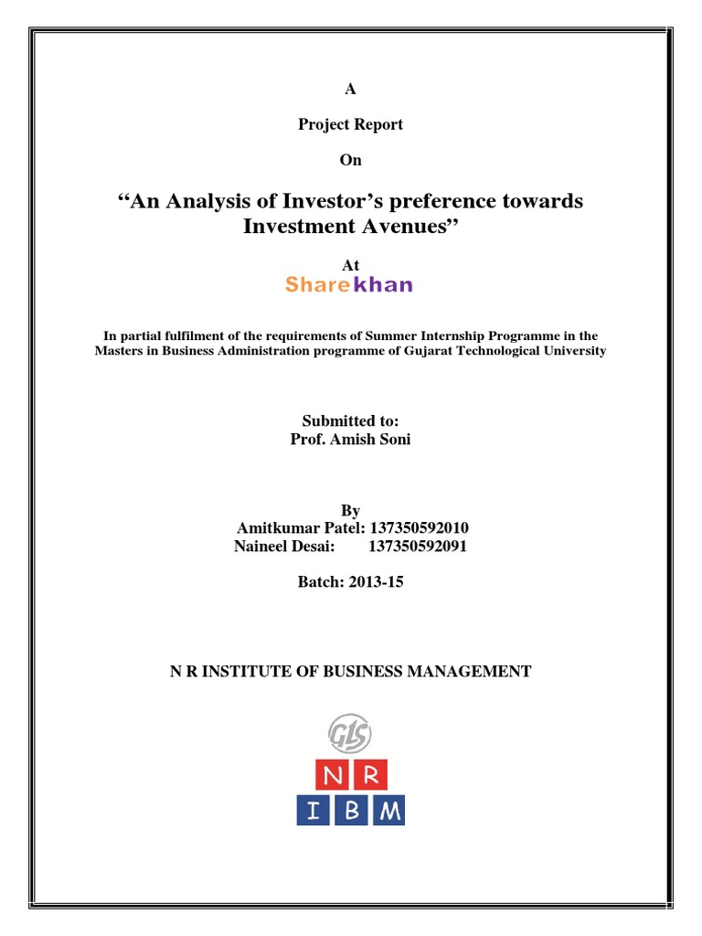 Analysis of Investors Preference Towards Investment Avenues | PDF ...