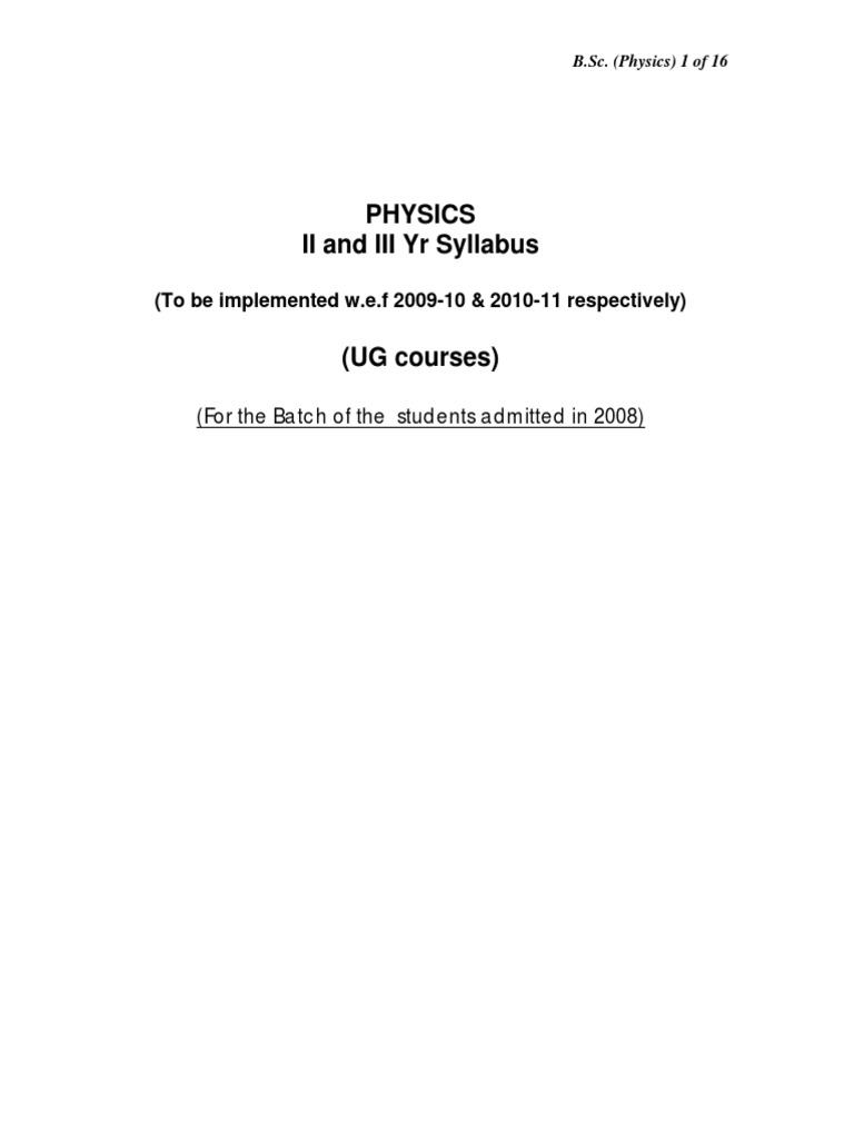 Physics Syllabus | Download Free PDF | Interference (Wave Propagation) | Diffraction