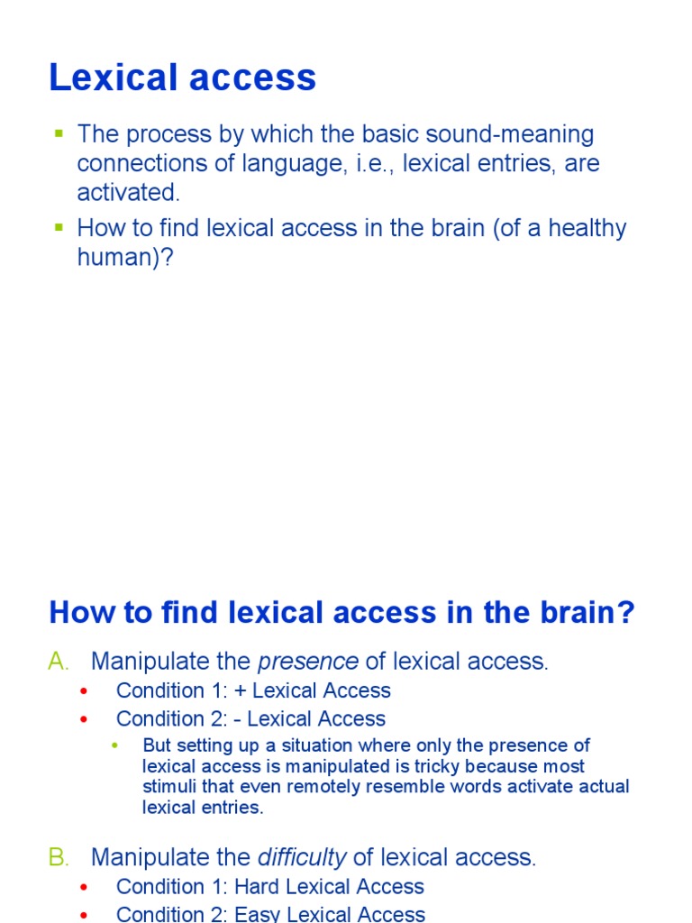Lexical Access | PDF | Priming (Psychology) | Cognitive Neuroscience
