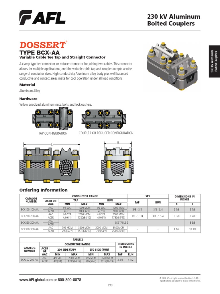 230kV Aluminum Bolted Cable Couplers PDF | PDF | Electrical Connector ...