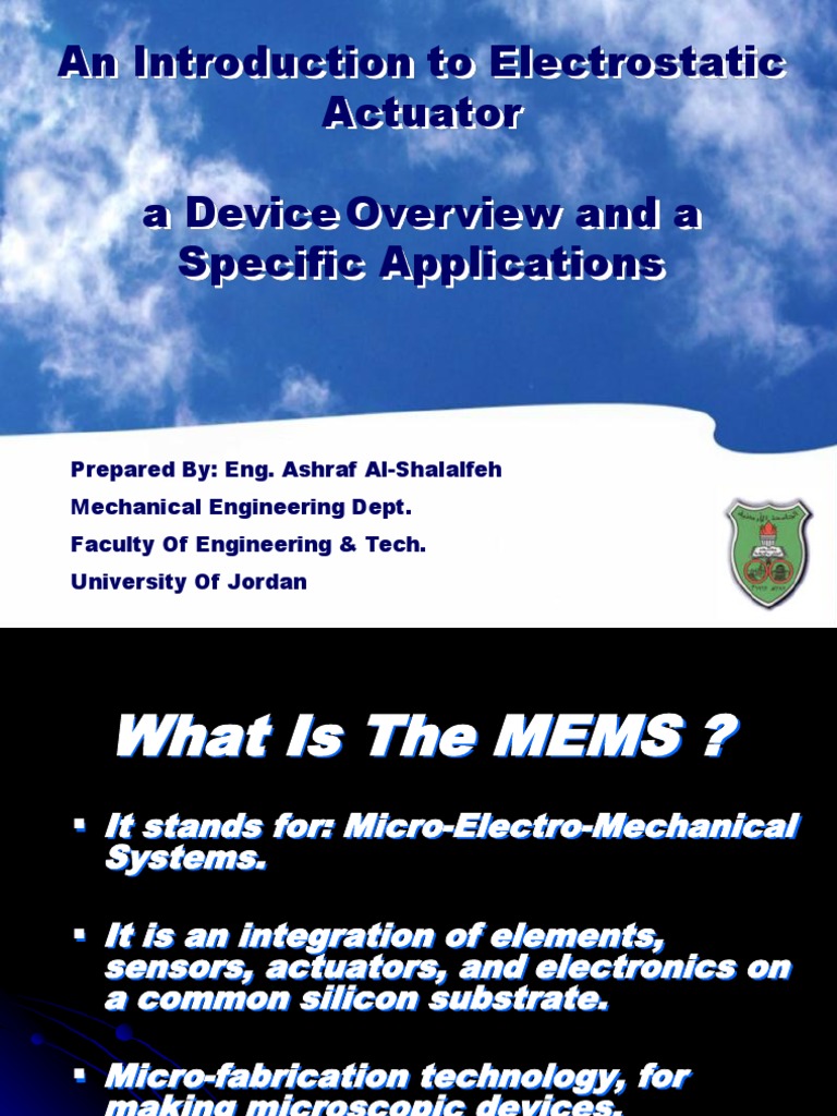An Introduction To Electrostatic Actuator Pdf Electrostatics