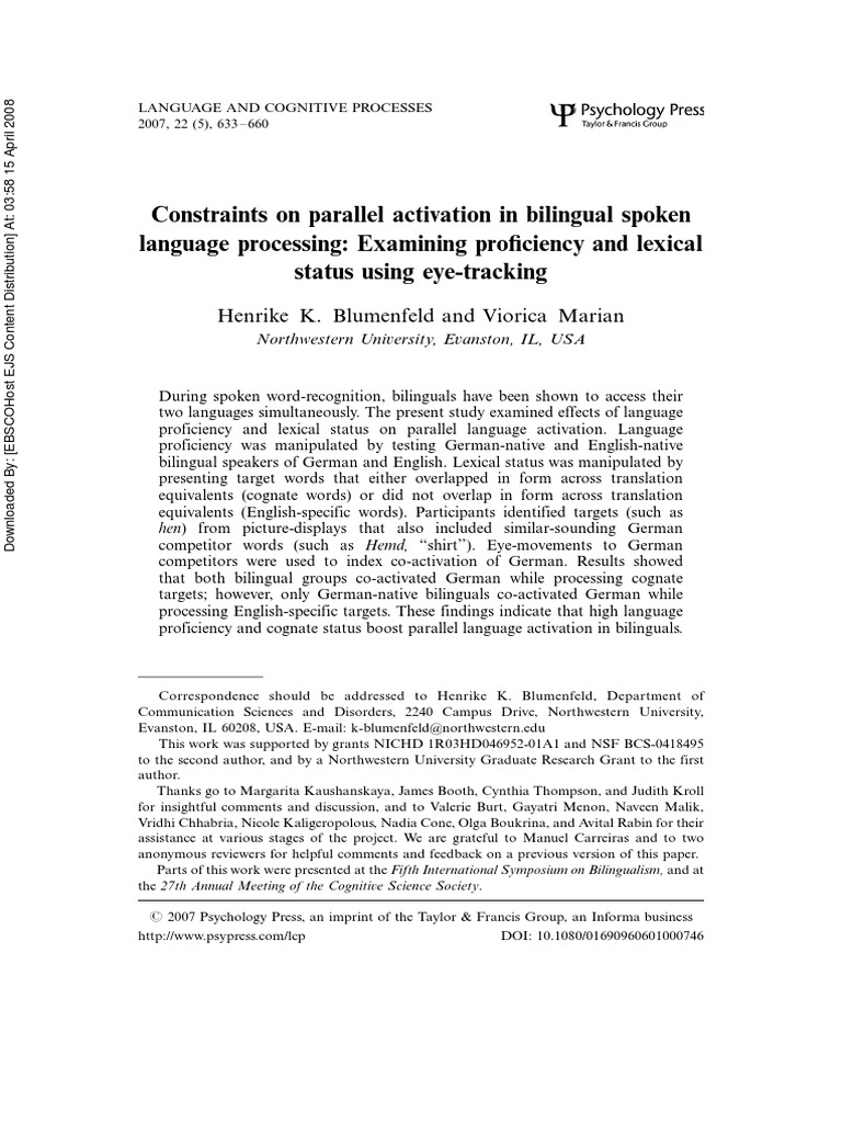 Constraints On Parallel Activation in Bilingual Spoken Language ...