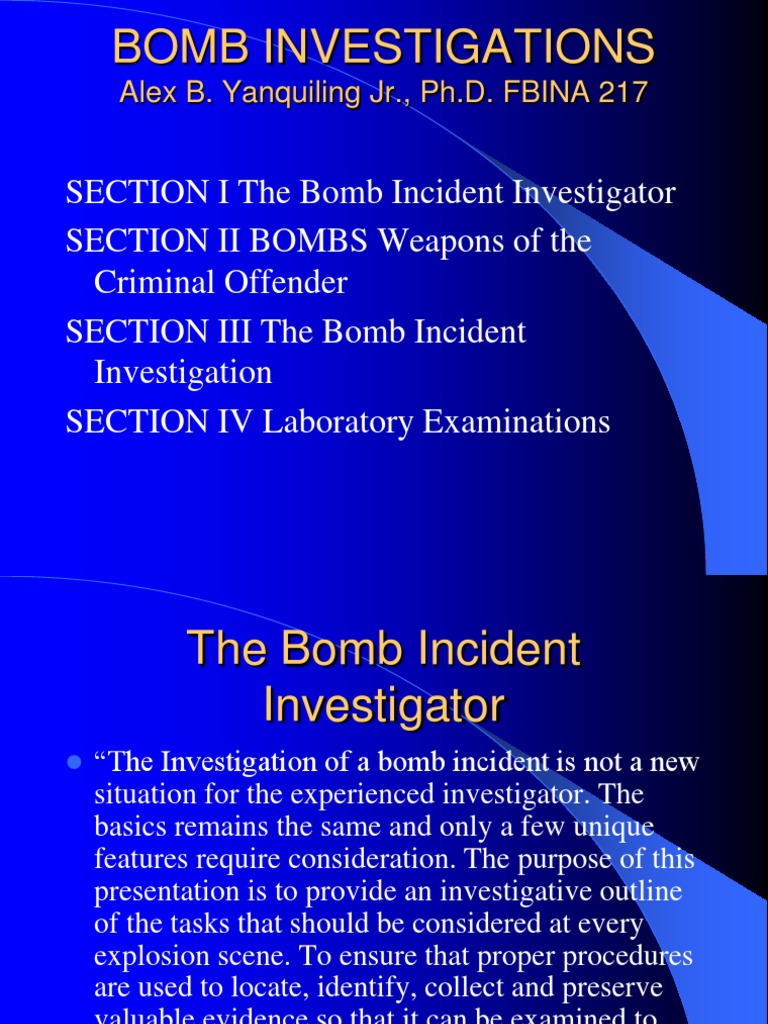 Bomb Investigations | PDF | Explosive Material | Crime Scene