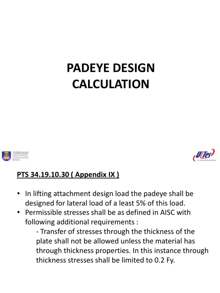 Pad Eye Design Calculation | PDF