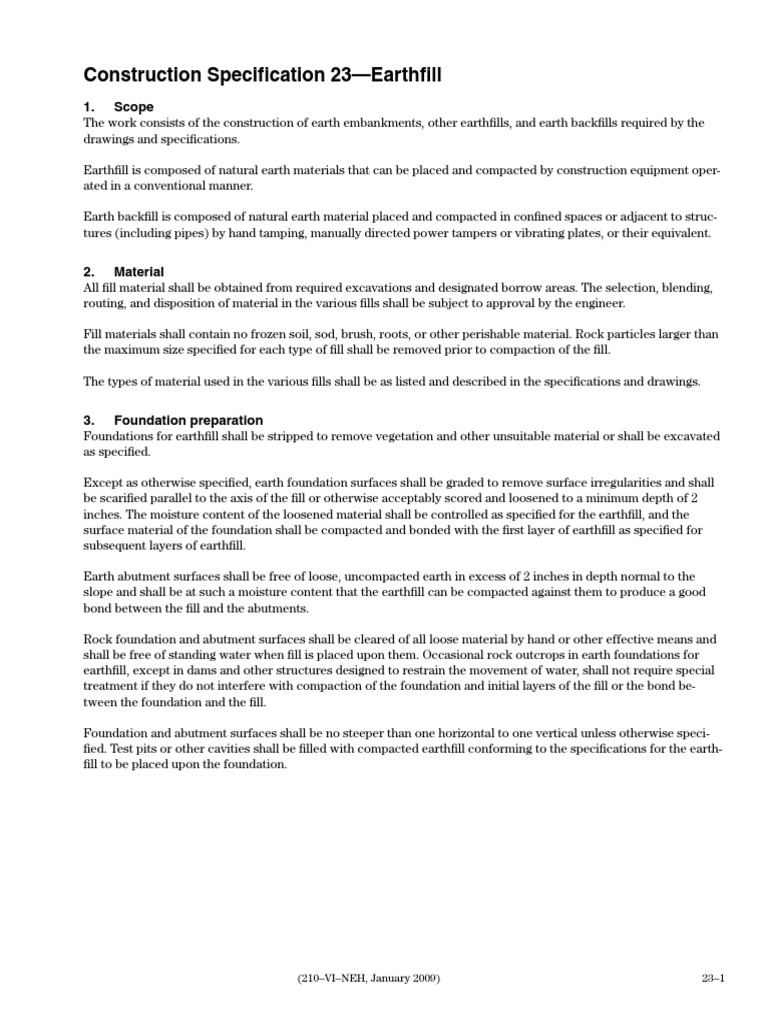 Earth Fill Guidelines | PDF