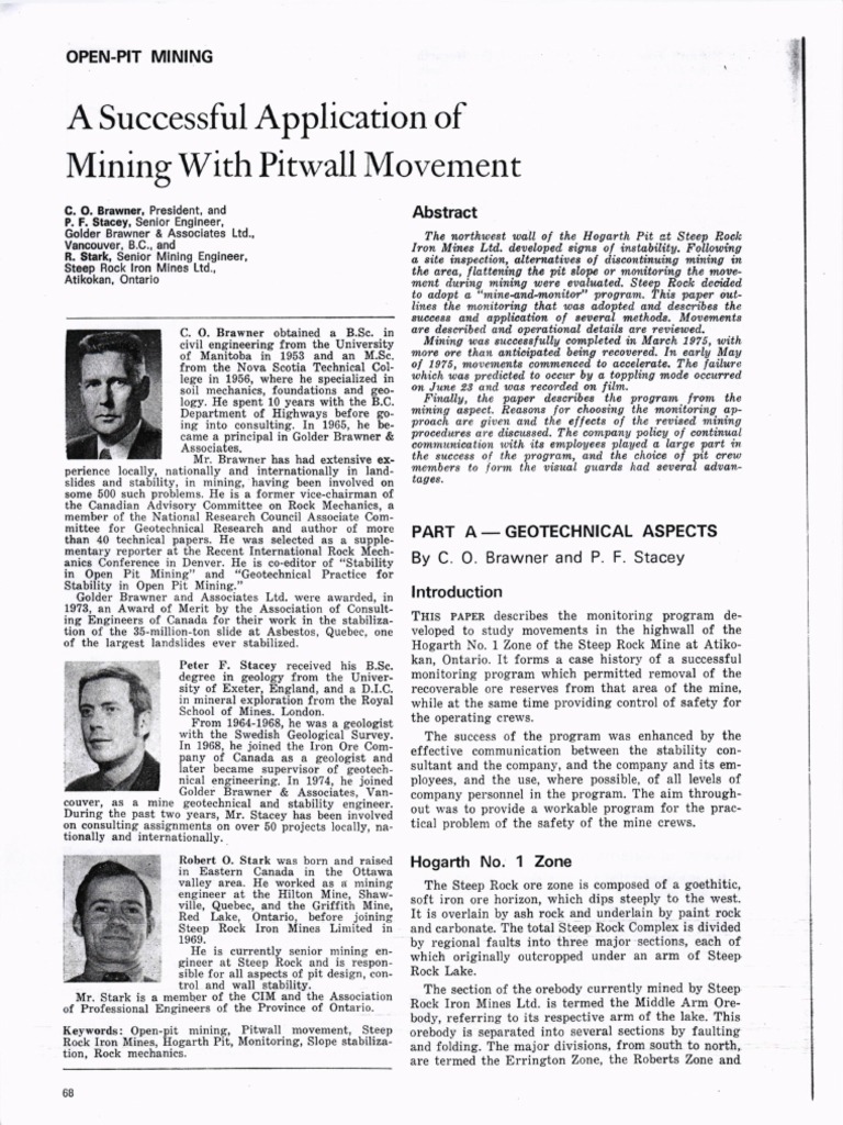 Open Pit Mining-A Successful Application of Mining Pitwall Movement PDF ...