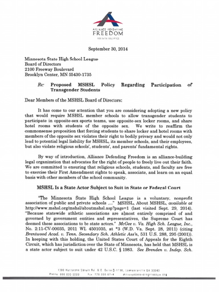 Alliance Defending Freedom Letter | PDF | Fundamental Rights | United ...