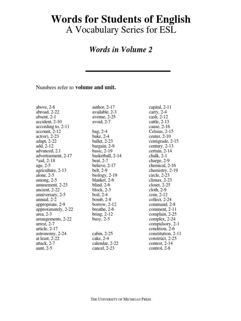 Words For Students of English: A Vocabulary Series For ESL | PDF | Nature