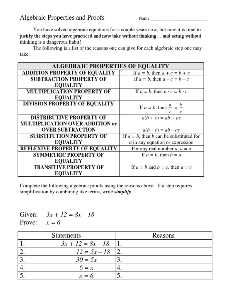 Starting Algebraic Proofs 2 Column | PDF | Geometry | Teaching Mathematics