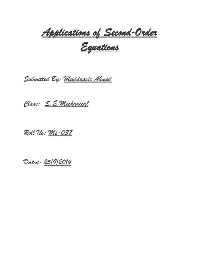 Applications of Second Order Differential Equation | PDF | Force ...