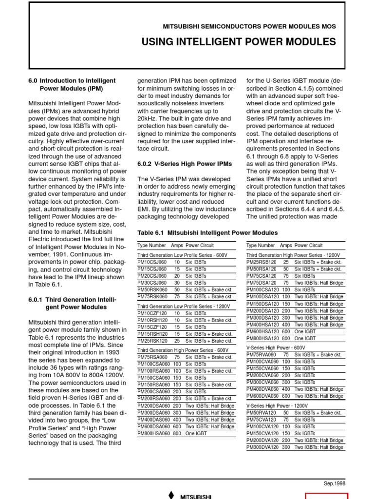 Mitsubishi Intelligent Power Modules | PDF | Printed Circuit Board | Mosfet