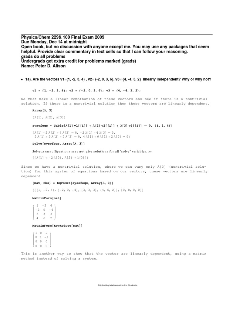 Mathematica Final - What I Could Do | Download Free PDF | Motion ...