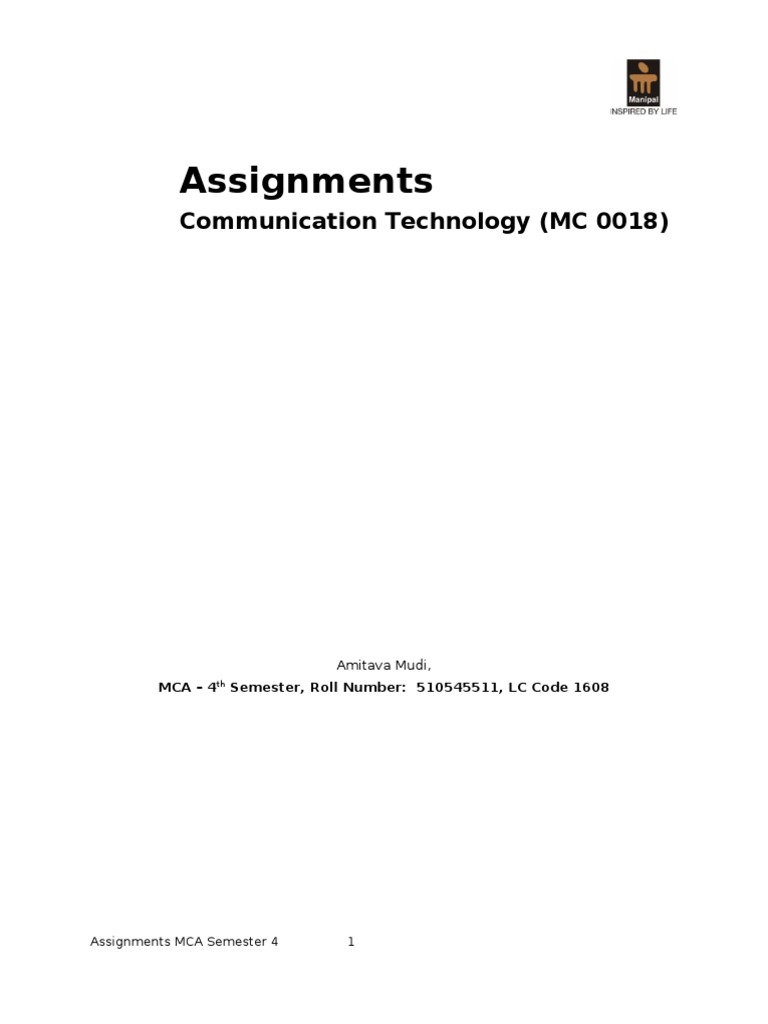 Assignments: Communication Technology (MC 0018) | PDF | Optical Fiber | Radio Propagation