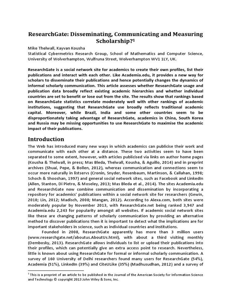 ResearchGate PDF | PDF | Open Access | Social Networking Service