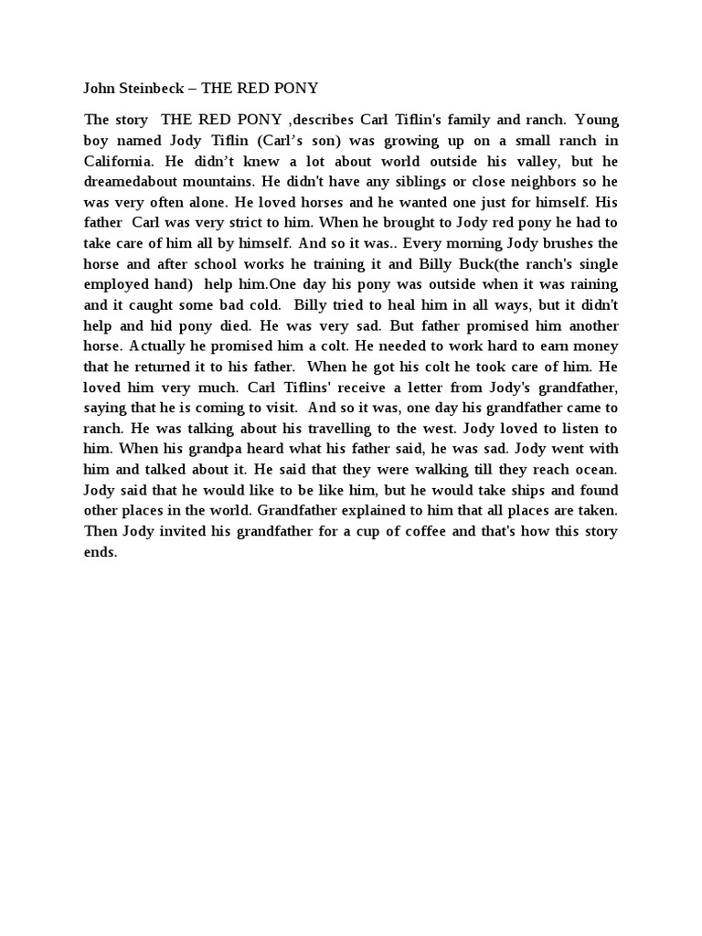 Ang Dob Steinbeck John The Red Pony 02 Summary | PDF