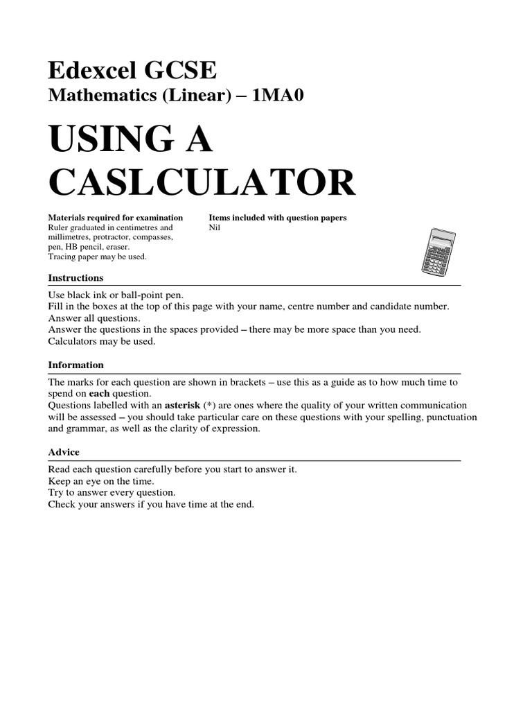 Using A Caslculator: Edexcel GCSE | PDF | Significant Figures ...