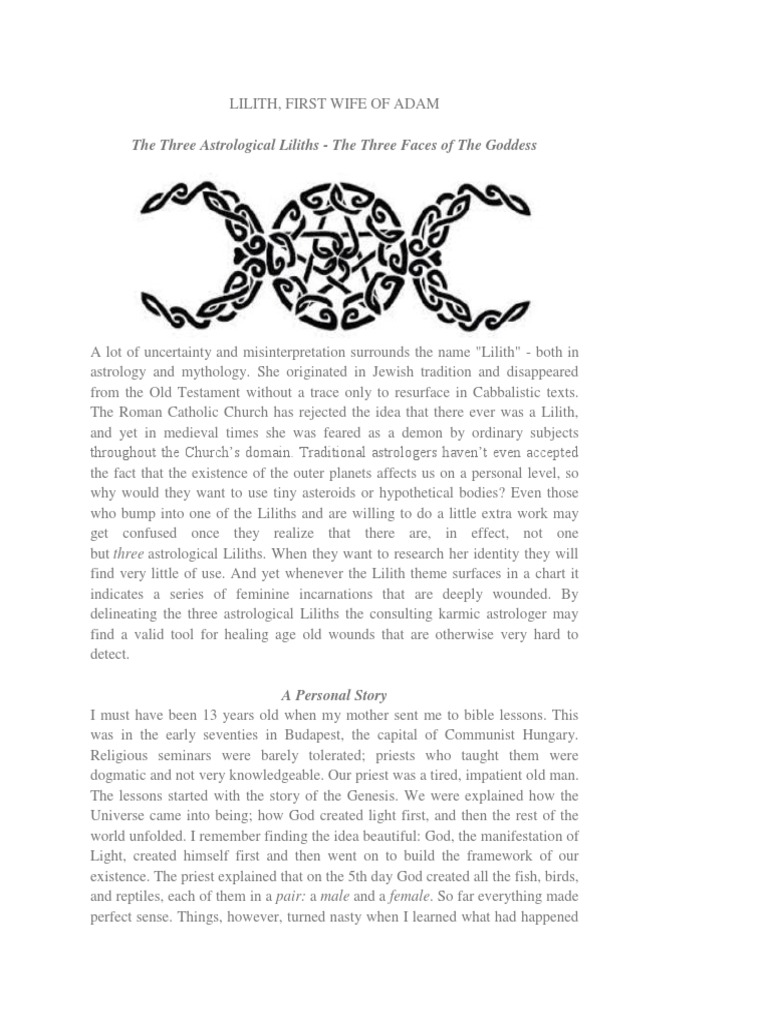 Lilith: Adam's First Wife Explored | PDF | Lilith | Adam And Eve