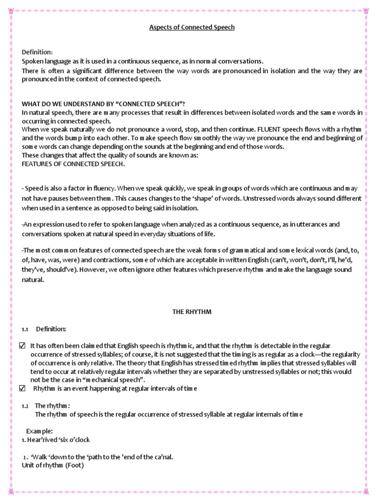 Aspects of Connected Speech | PDF | Consonant | Stress (Linguistics)