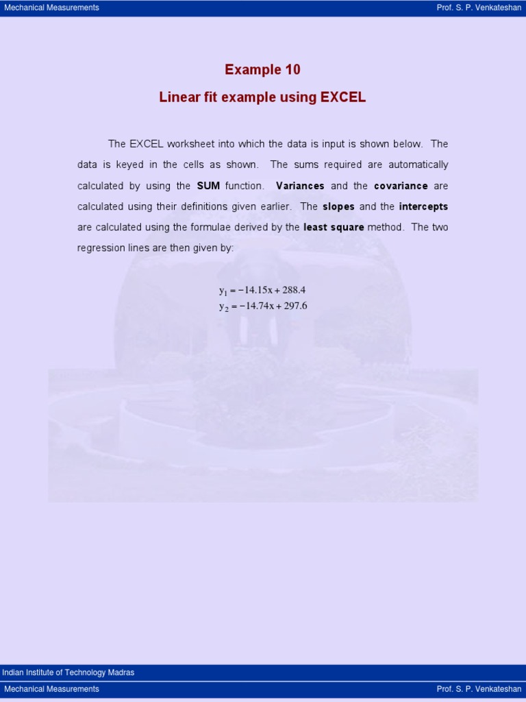 Example 10 Linear Fit Example Using EXCEL | PDF | Regression Analysis ...
