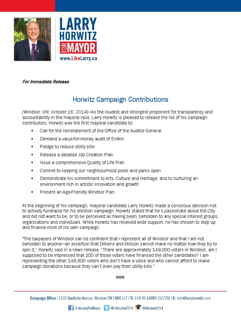 Larry Horwitz Campaign Donations | PDF | Public Sphere | Government