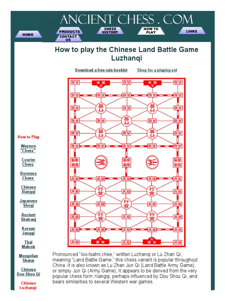 How to Play the Chinese Land Battle Game of Luzhanqi: A Guide to the ...
