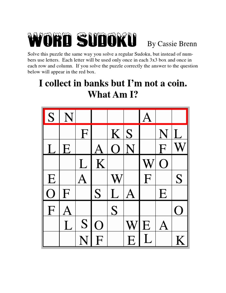 Word Sudoku Puzzle Challenge | PDF | Language Arts & Discipline | Art