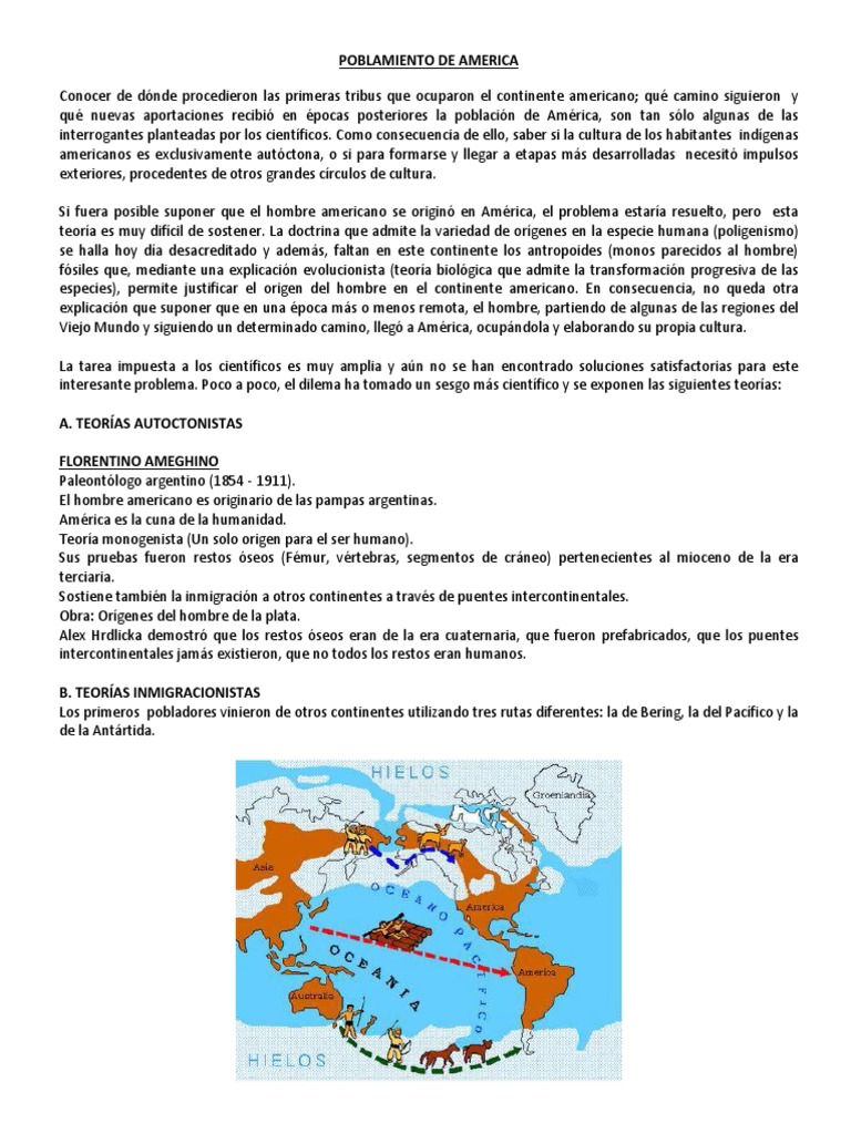Poblamiento de America | PDF | Américas | Homo Sapiens