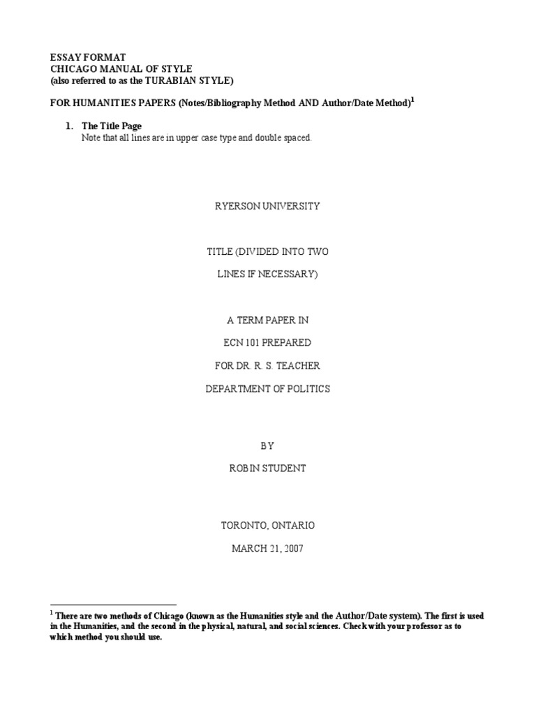 Chicago Style Essay Sample | PDF | Note (Typography) | Writing