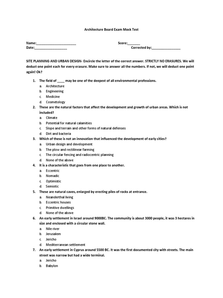 Site Planning and Urban Design Exam | PDF | Fertile Crescent | Mesopotamia