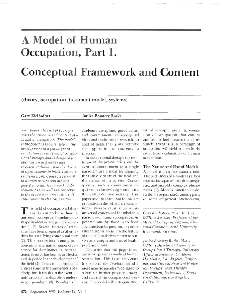 Model of Human Occupation Parts 1-4 | PDF | Habits | System