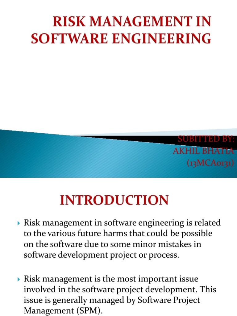 Risk Management in Software Engineering | PDF | Risk Management | Risk ...