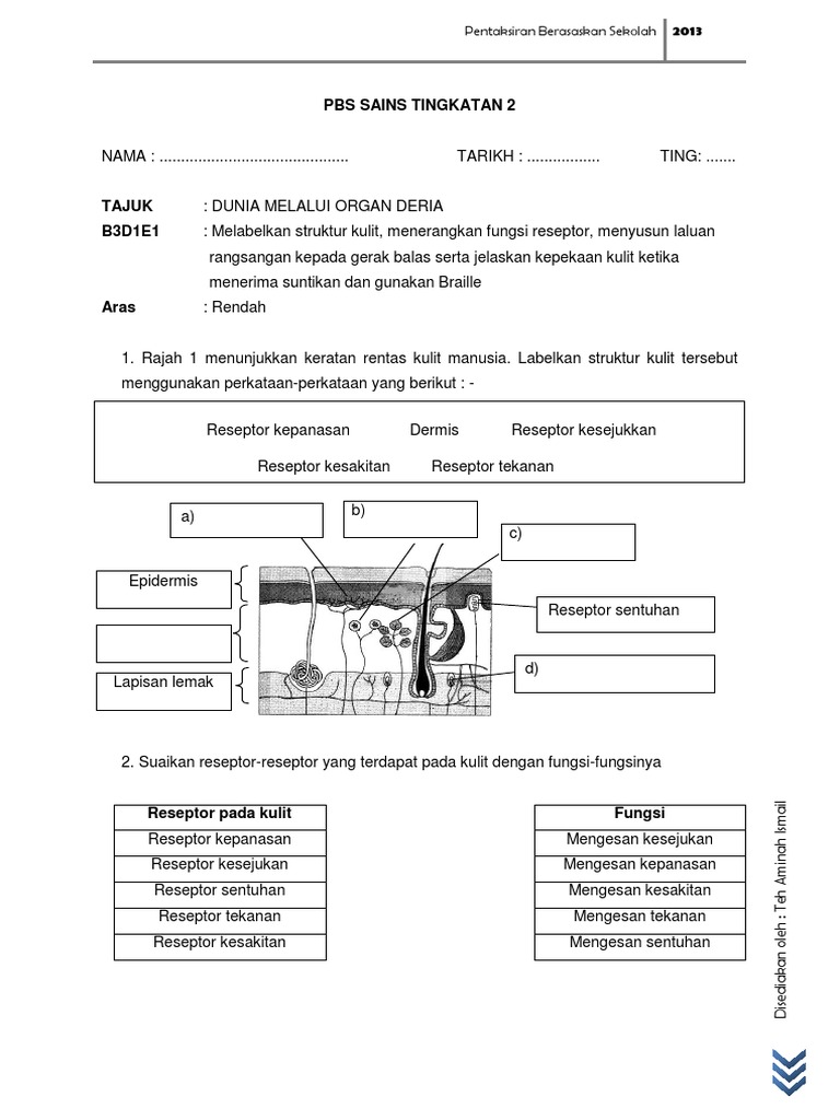 Latihan Sains Tingkatan 2 Bab 1 | PDF