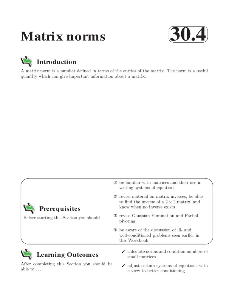 Matrix Norms Linear Algebra | PDF | Teaching Methods & Materials