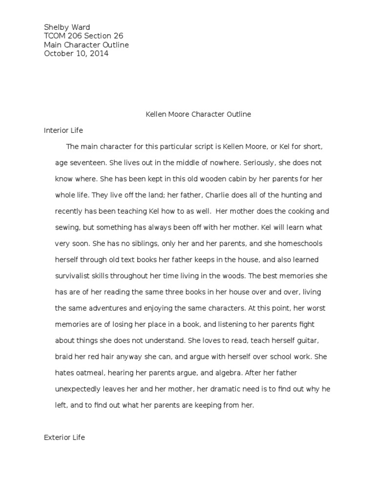 Main Character Outline | PDF