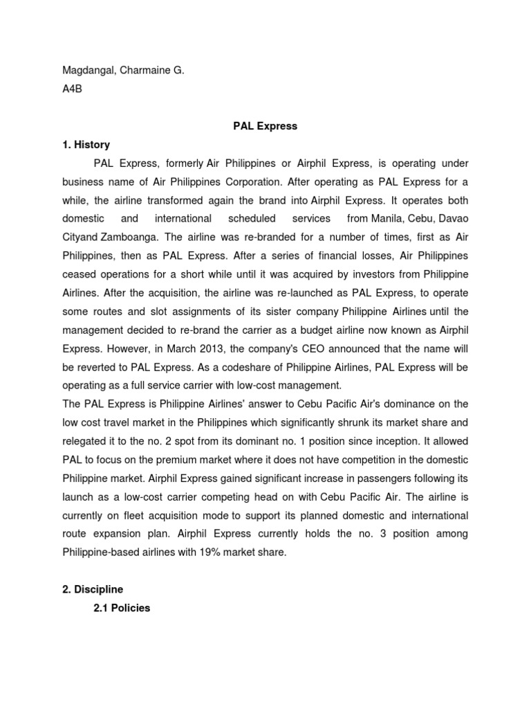 The History and Policies of PAL Express: An Overview of the Low-Cost ...