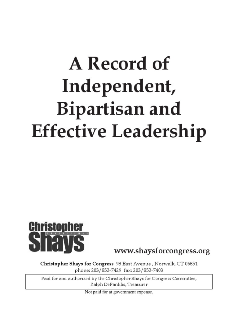 Christopher Shays - A Record of Independent, Bipartisan and Effective ...