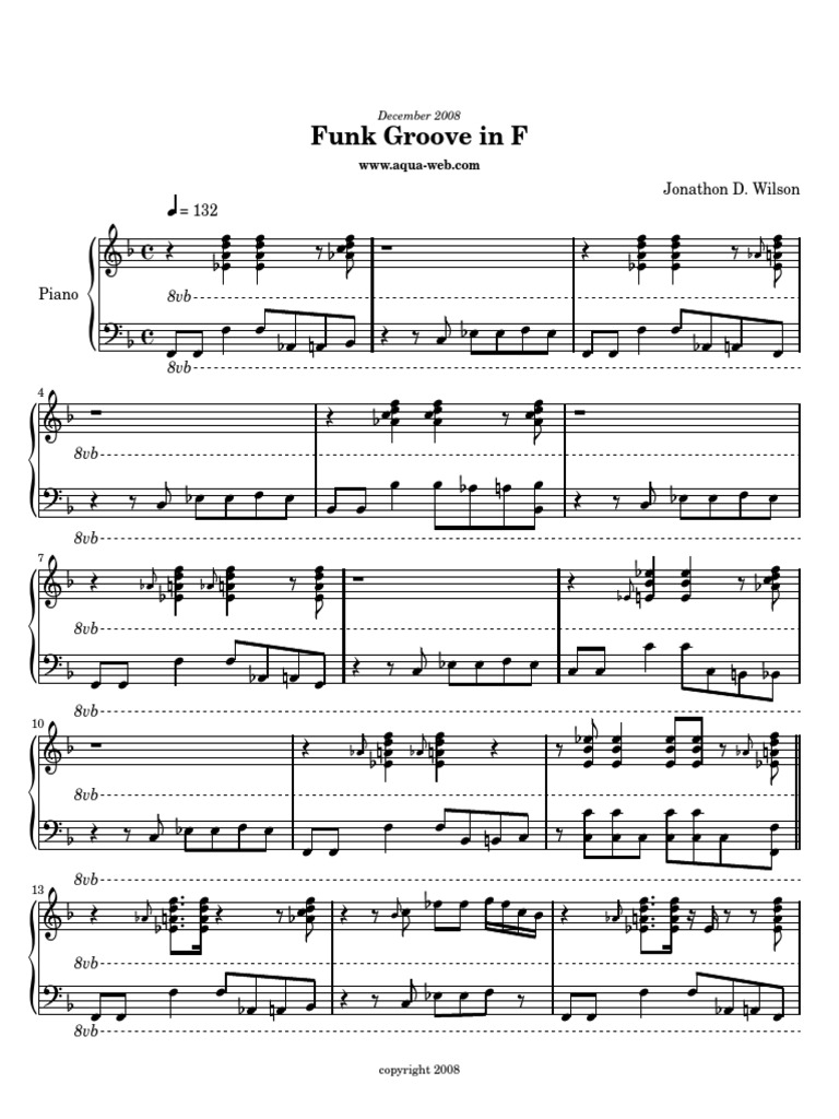 Piano Funk Groove in F | PDF