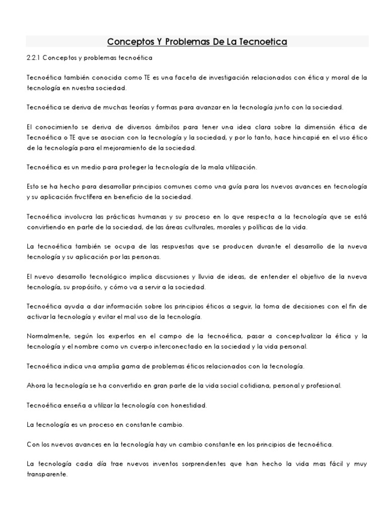 Conceptos Y Problemas de La Tecnoetica | PDF | Sociedad | Science