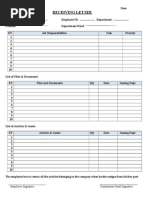 Employee Charge Handover Form | PDF | Government | Business