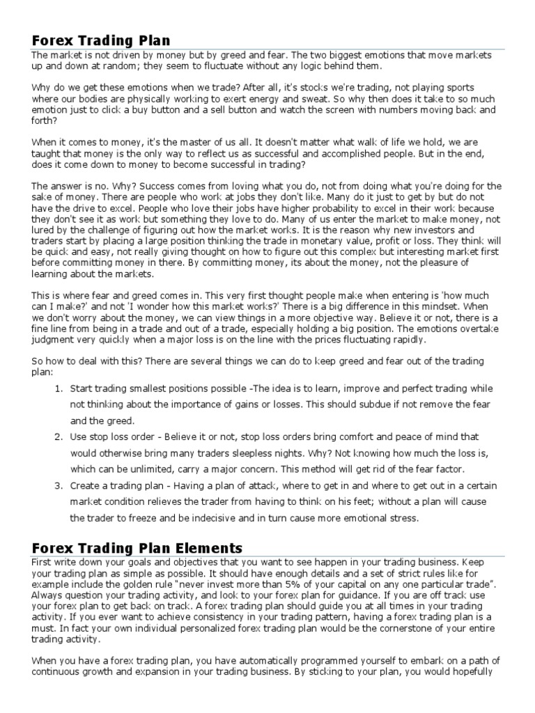 Forex Trading Plan | PDF | Order (Exchange) | Foreign Exchange Market
