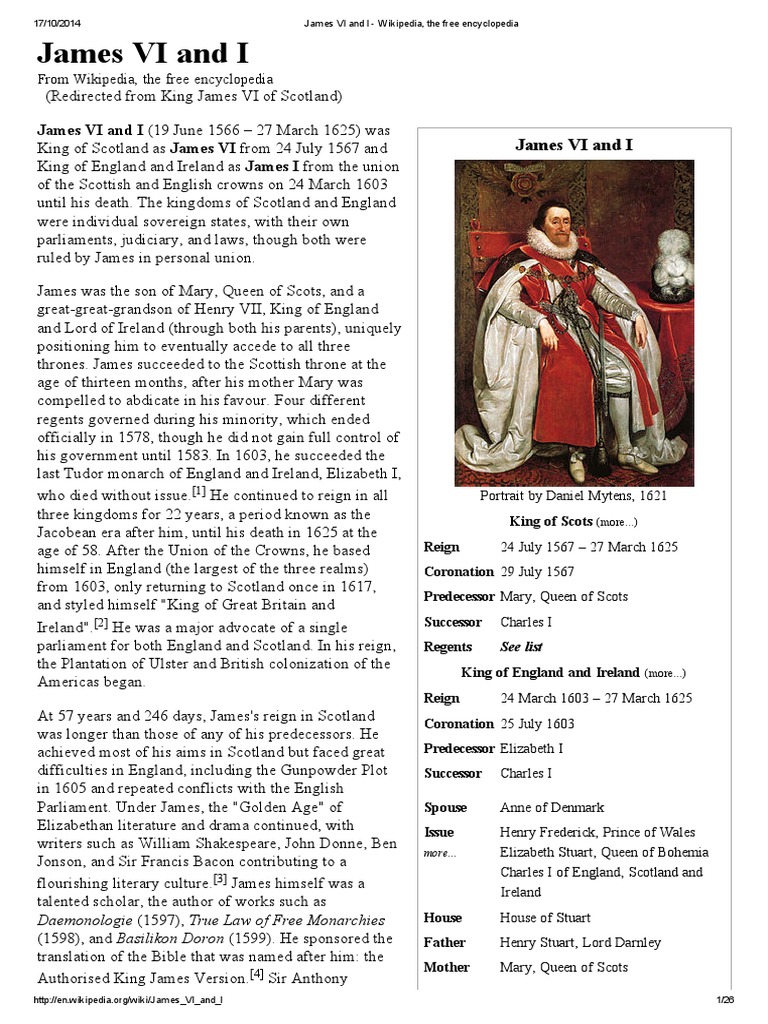 James VI and I - Wikipedia, The Free Encyclopedia | James Vi And I ...