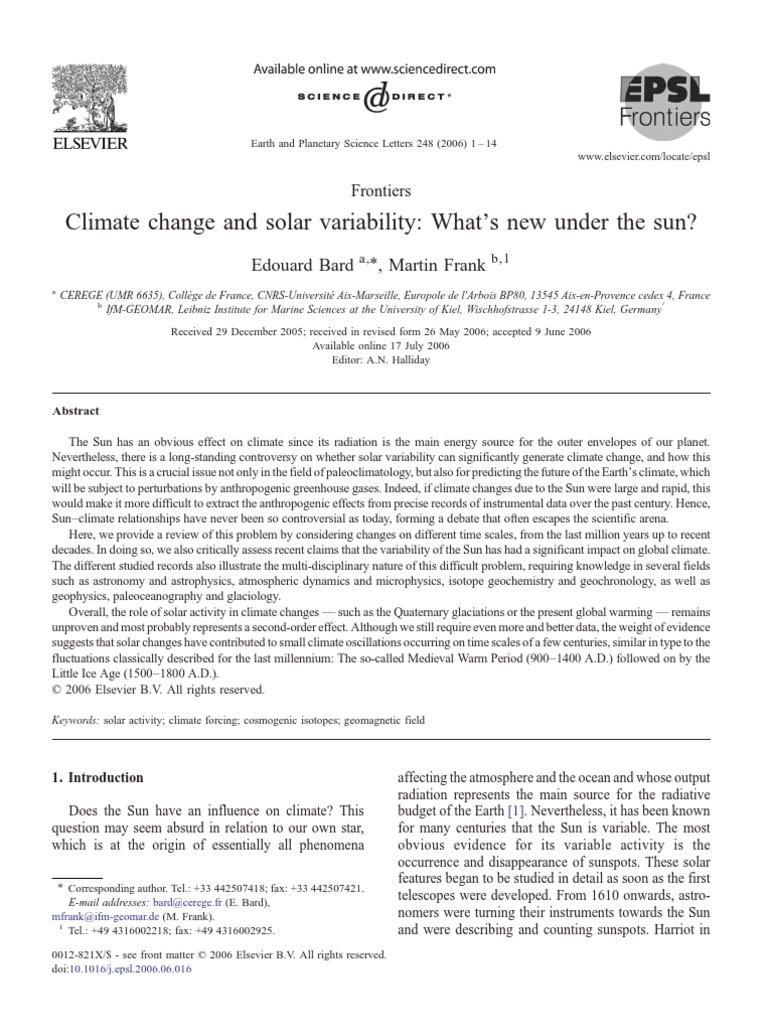 Climate Change and Solar Variability: What's New Under The Sun? | PDF ...