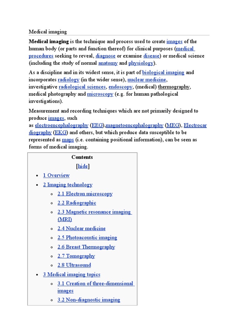 Medical Imaging Is The Technique and Process Used To Create | PDF ...