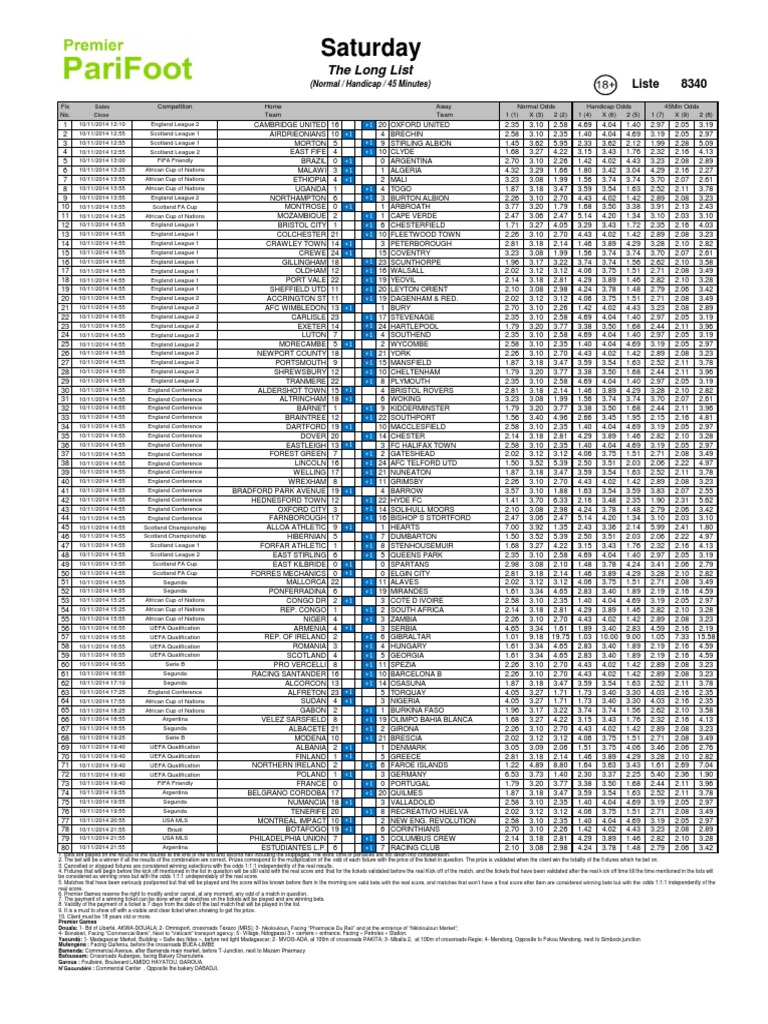 "[A Sports Betting Fixture List]" | PDF | England National Football ...