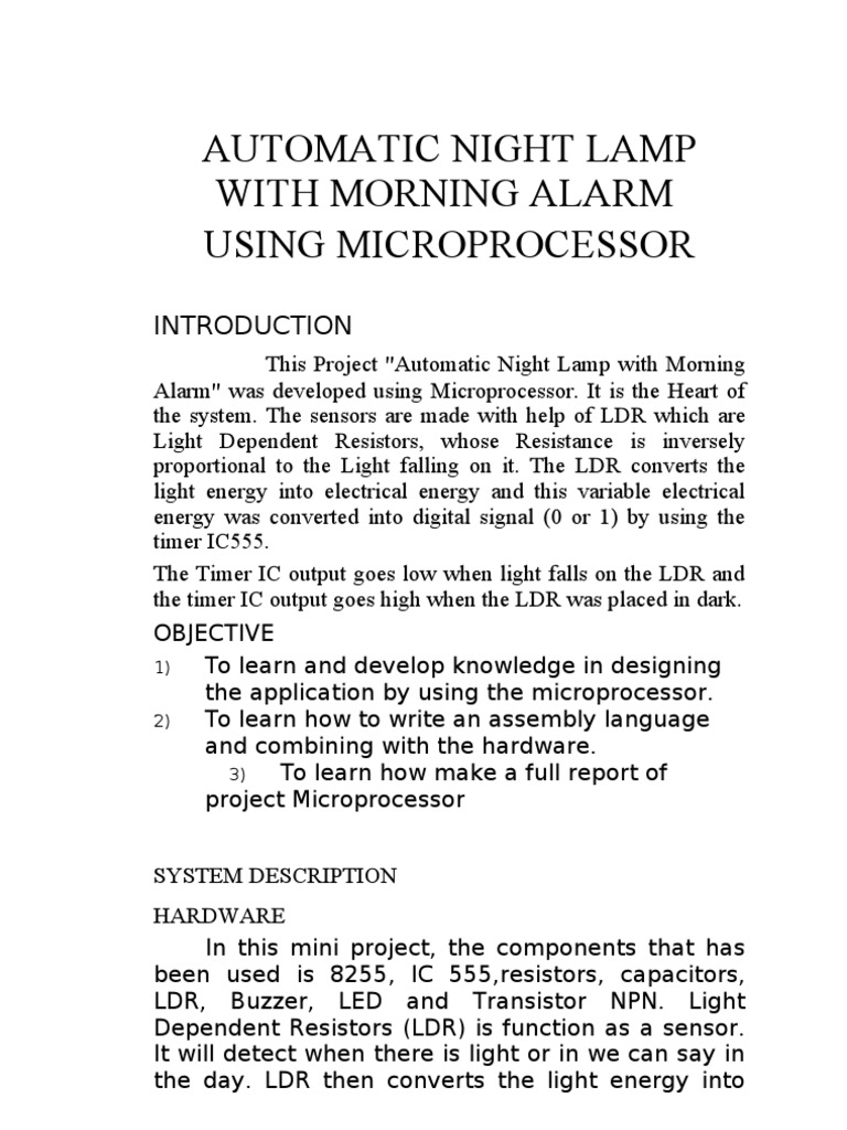 Automatic Night Lamp With Morning Alarm | PDF | Electronic Circuits ...