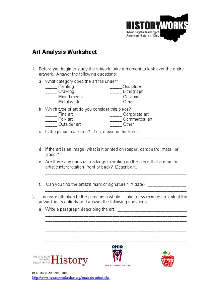 Art Analysis Worksheet | PDF | Art Media | Paintings