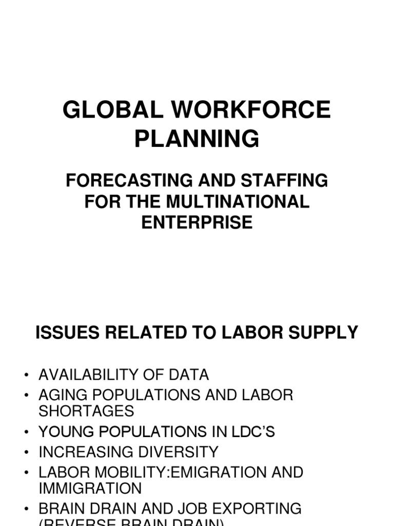 Global Workforce Planning: Forecasting and Staffing For The Multinational Enterprise | PDF