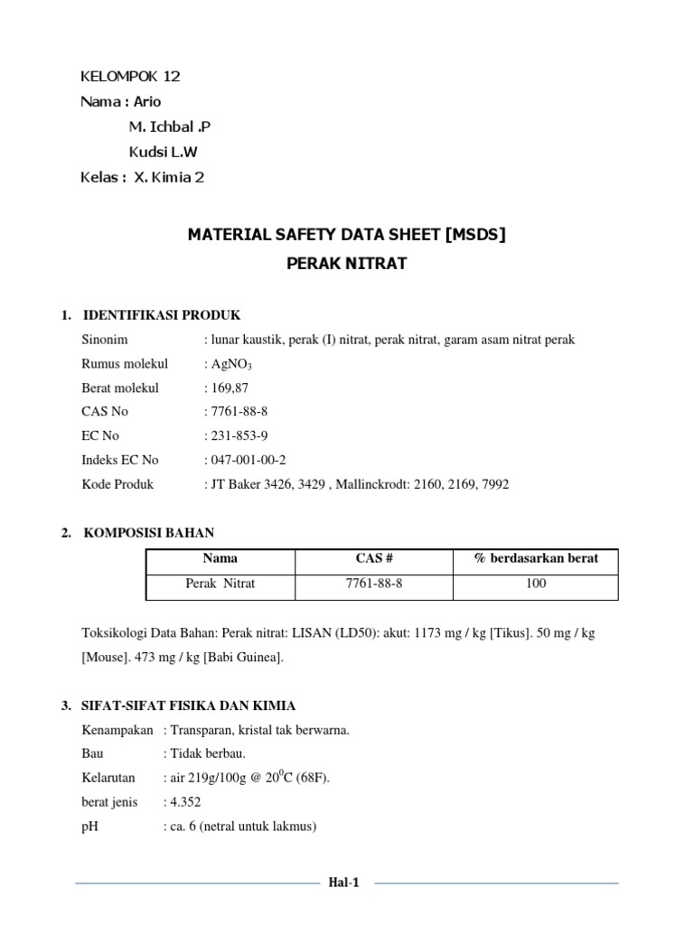 MSDS Perak Nitrat | PDF